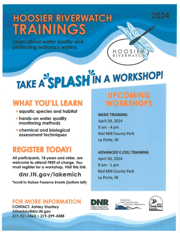 Hoosier Riverwatch Training - La Porte County Parks Department